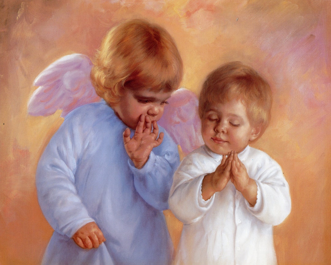 BOY WITH ANGEL 14 Catholic Picture Print - Etsy
