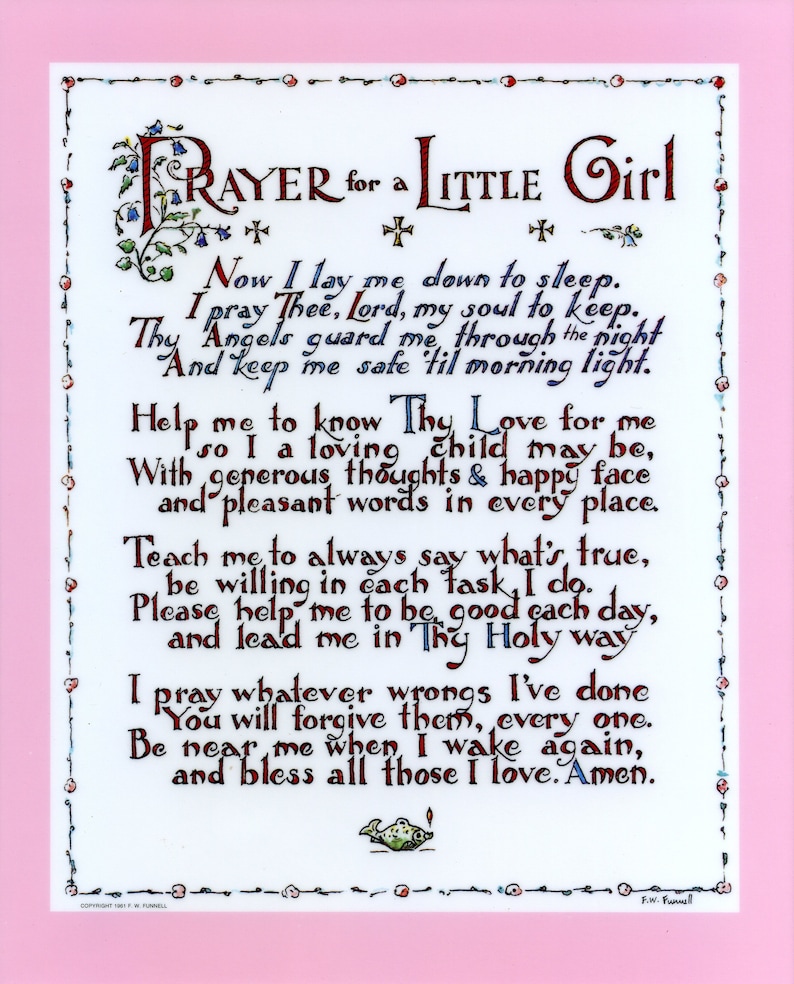LITTLE GIRL PRAYER Catholic Picture Print - Etsy