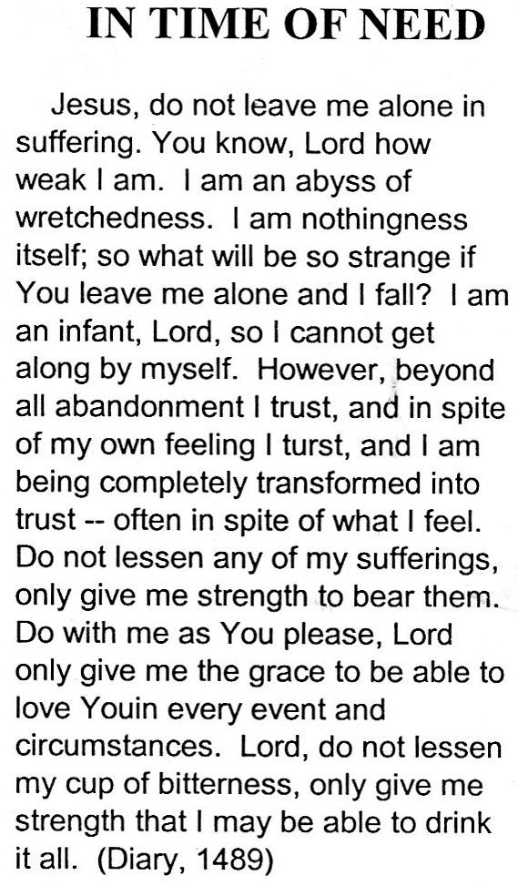 In Time of Need N Holy Card Prayer Card pack of 25 | Etsy