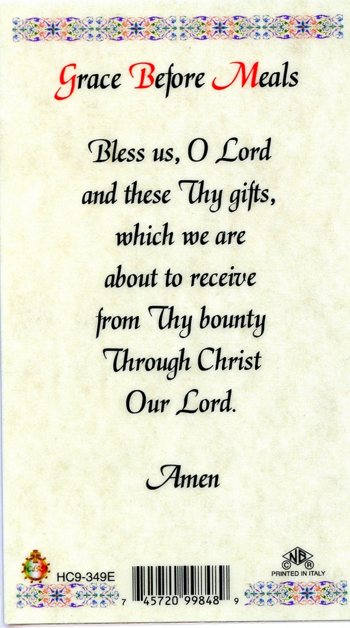 GRACE BEFORE MEALS Holy Card Prayer Card pack of 25 - Etsy