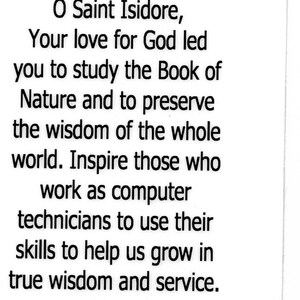 Prayer to St. Isidore for Computer Technicians U - Holy Card - Prayer ...