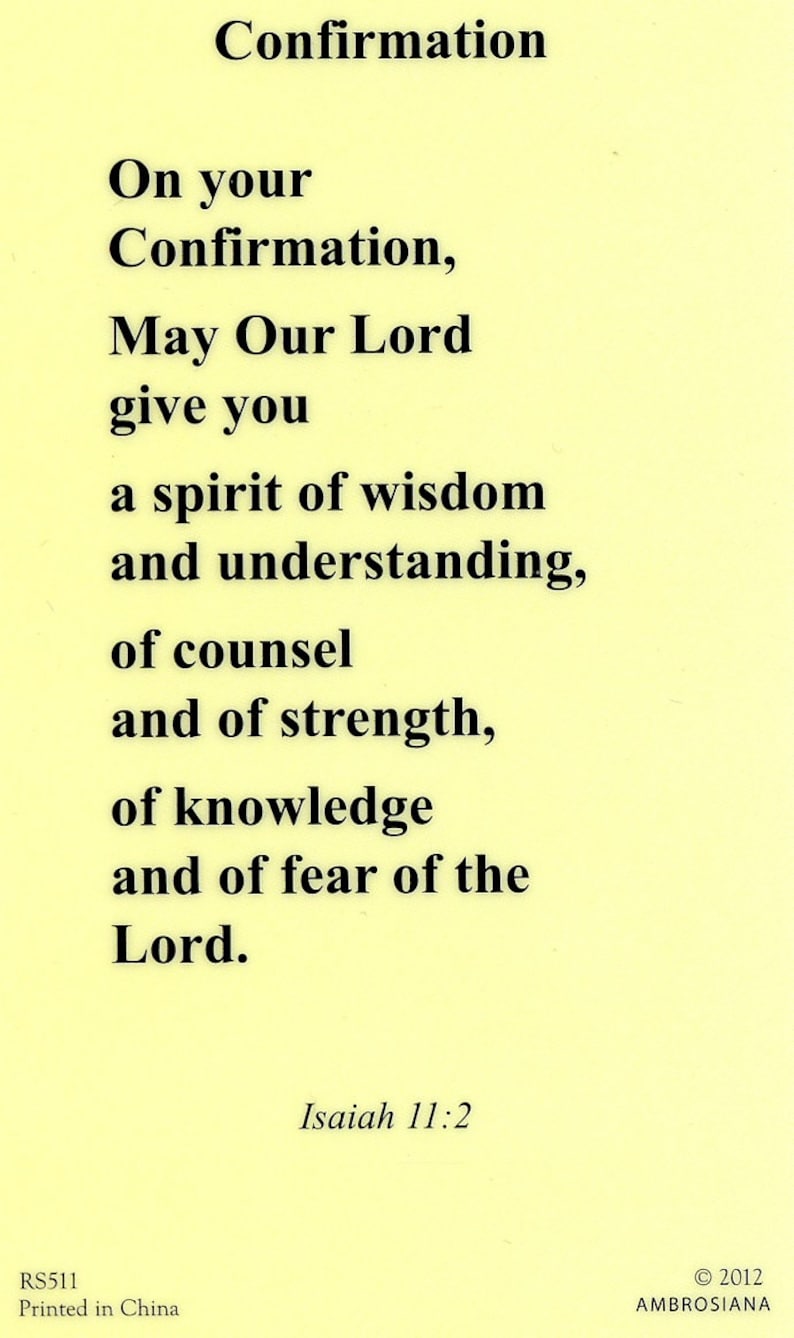 CONFIRMATION - Holy Card - Prayer Card -pack of 25 - Etsy