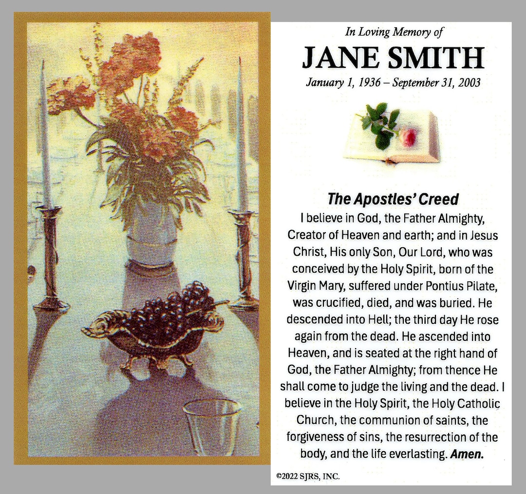 The Apostles Creed Funeral Memorial Laminated Prayer Cards - Pack of 60 ...