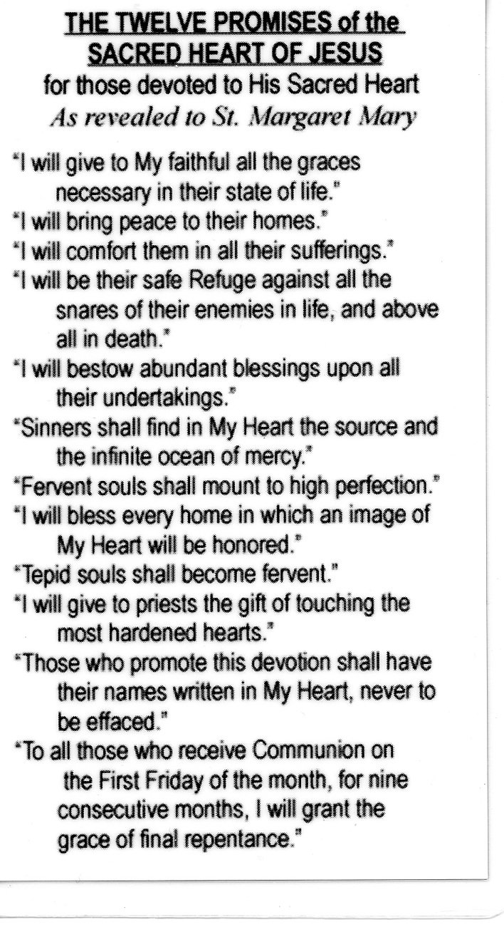 Twelve Promises of the Sacred Heart Holy Card Prayer Card | Etsy