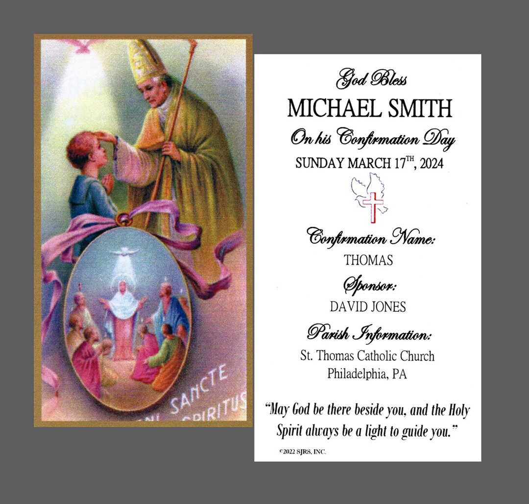God Bless Confirmation (boy) - Personalized Confirmation Laminated ...