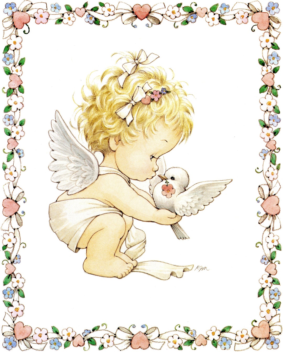Angel With Dove Catholic Picture Print - Etsy