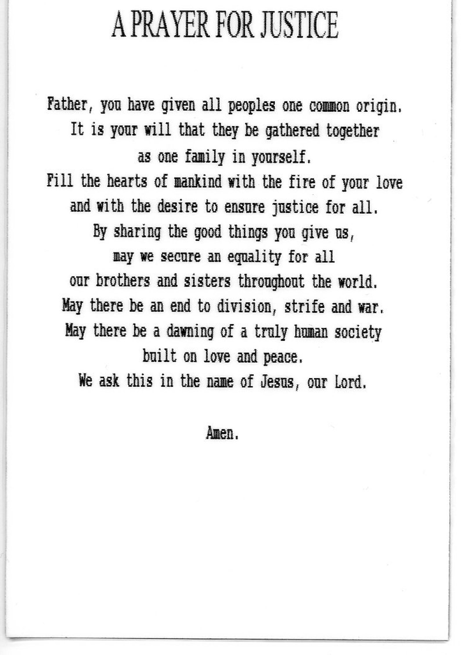 PRAYER FOR JUSTICE Holy Card Prayer Card pack of 25 - Etsy