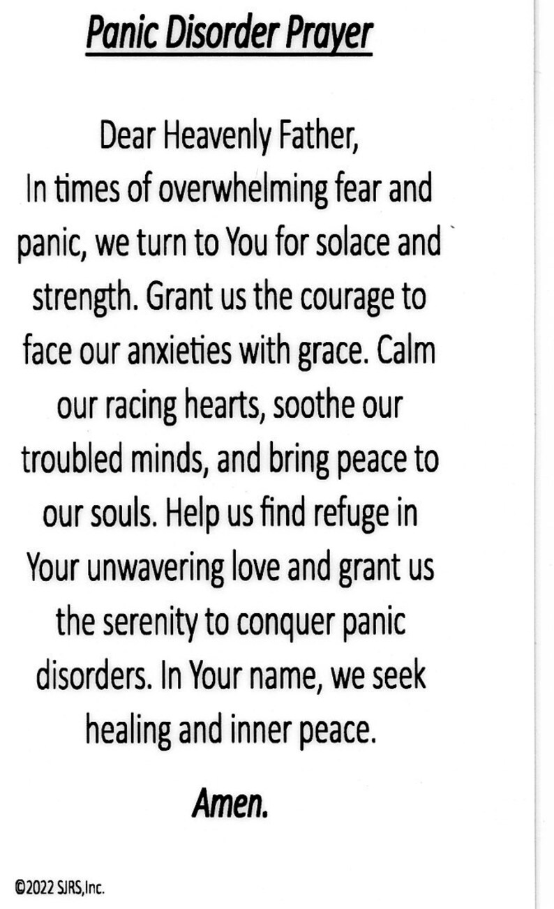 Panic Disorder Prayer U - Holy Card - Prayer Card -pack of 25 - Etsy