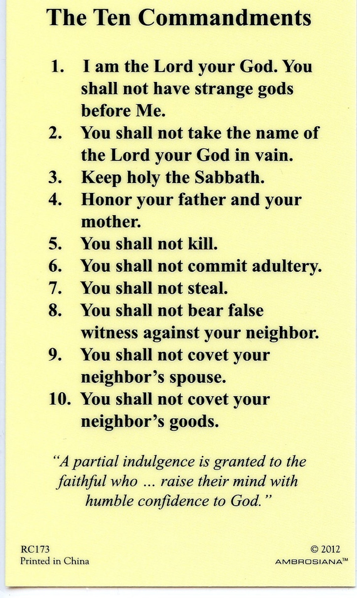 THE TEN COMMANDMENTS - Holy Card - Prayer Card -pack of 25 - Etsy