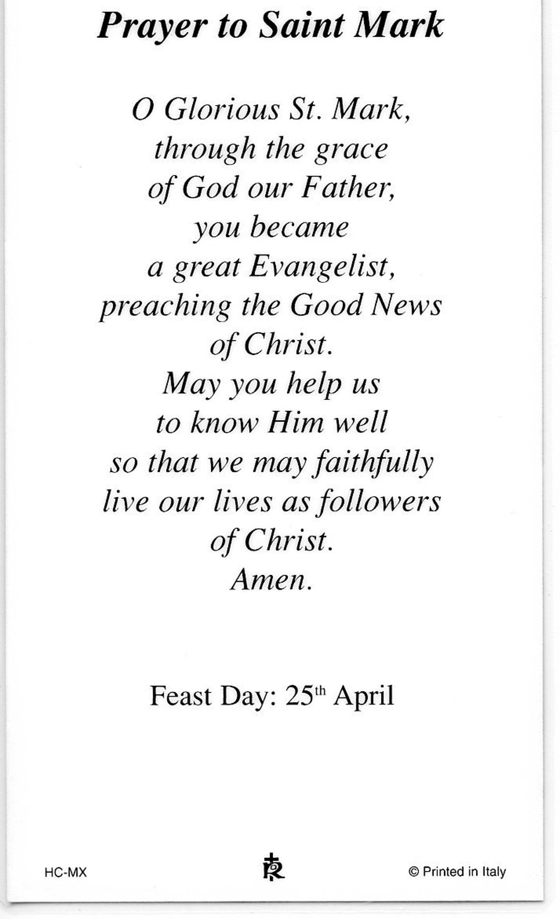 ST. MARK Holy Card Prayer Card pack of 25 - Etsy