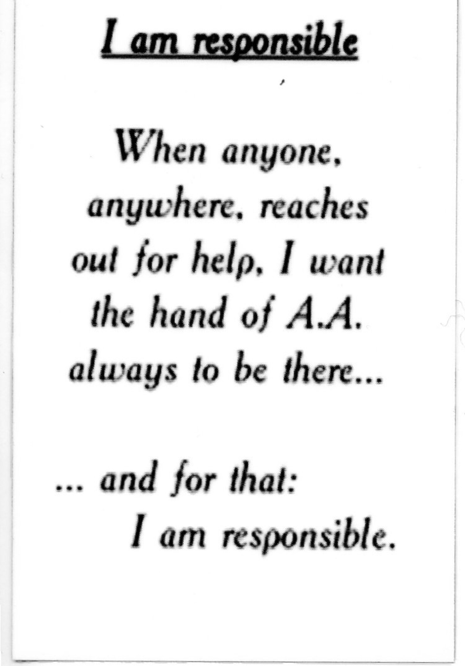 I AM RESPONSIBLE - Holy Card - Prayer Card -pack of 25 - Etsy