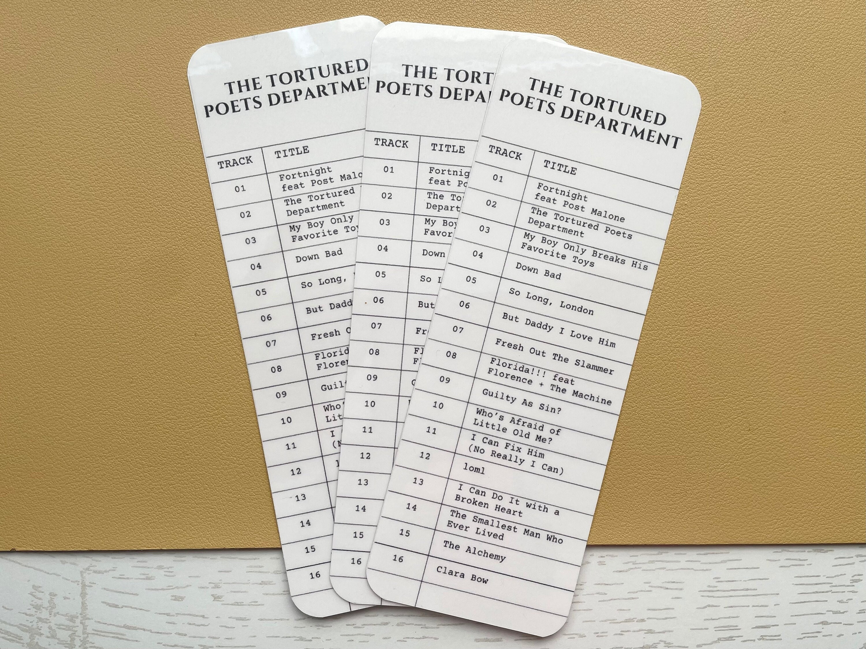 The Tortured Poets Department Tracklist Bookmark Gift for Reader Gift ...