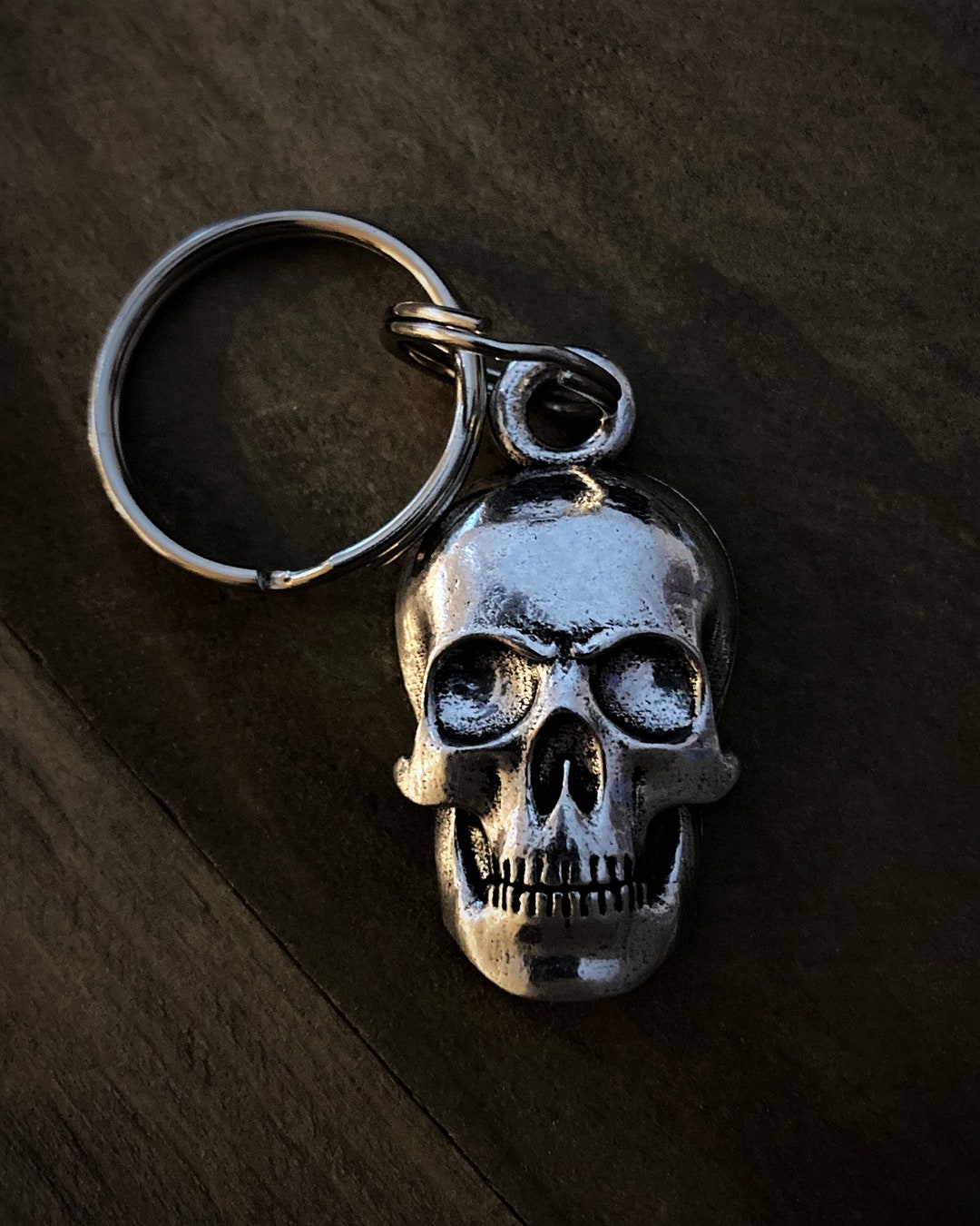 Evil Skull Pewter Keychain Charm - Etsy
