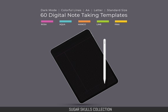 60 Digital Note Taking Templates Dark Mode Colorful - Etsy