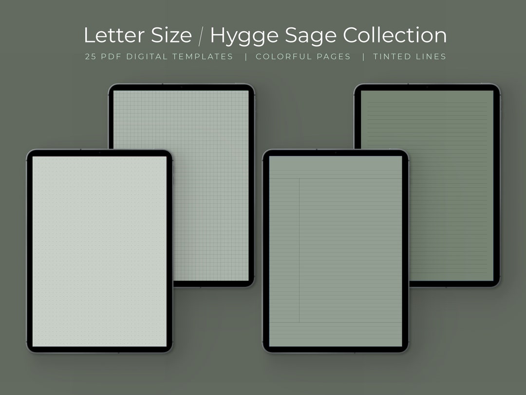 Sage Green Digital Note Taking Templates: Letter Size PDF (25 Files) - Etsy
