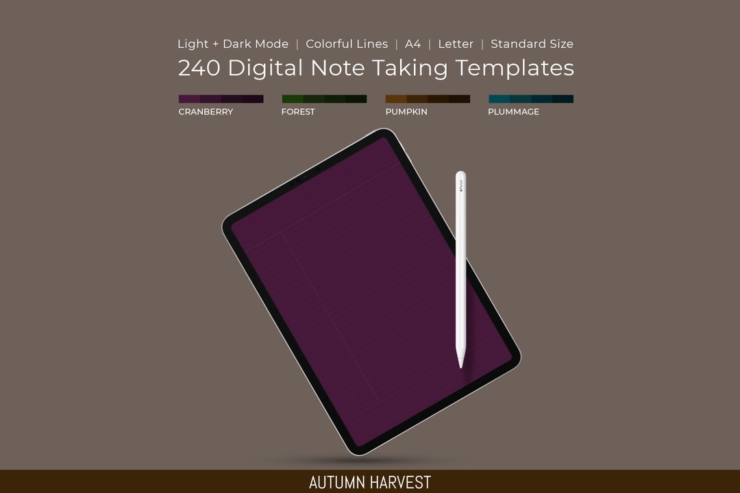 240 Autumn Digital Note Taking Templates | Light + Dark Mode ...