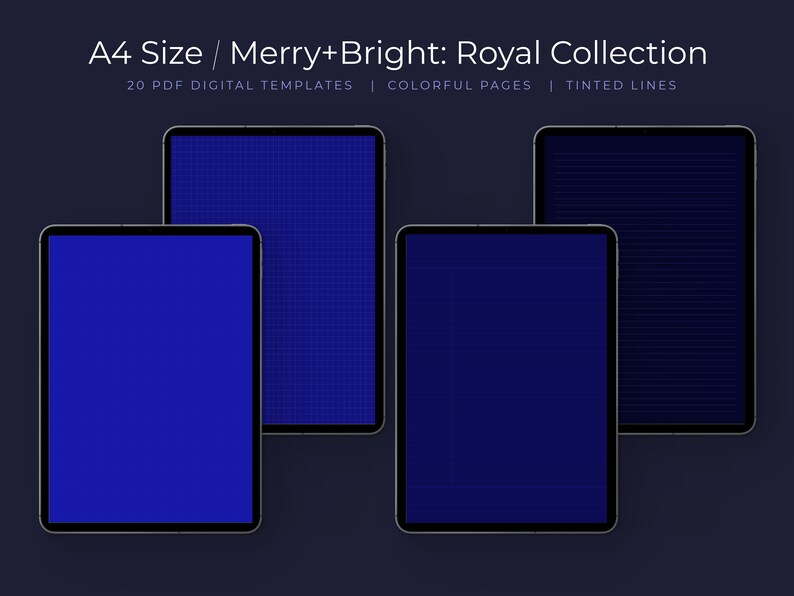 20 Royal Blue Color Digital Note Taking Templates | A4 Size ...