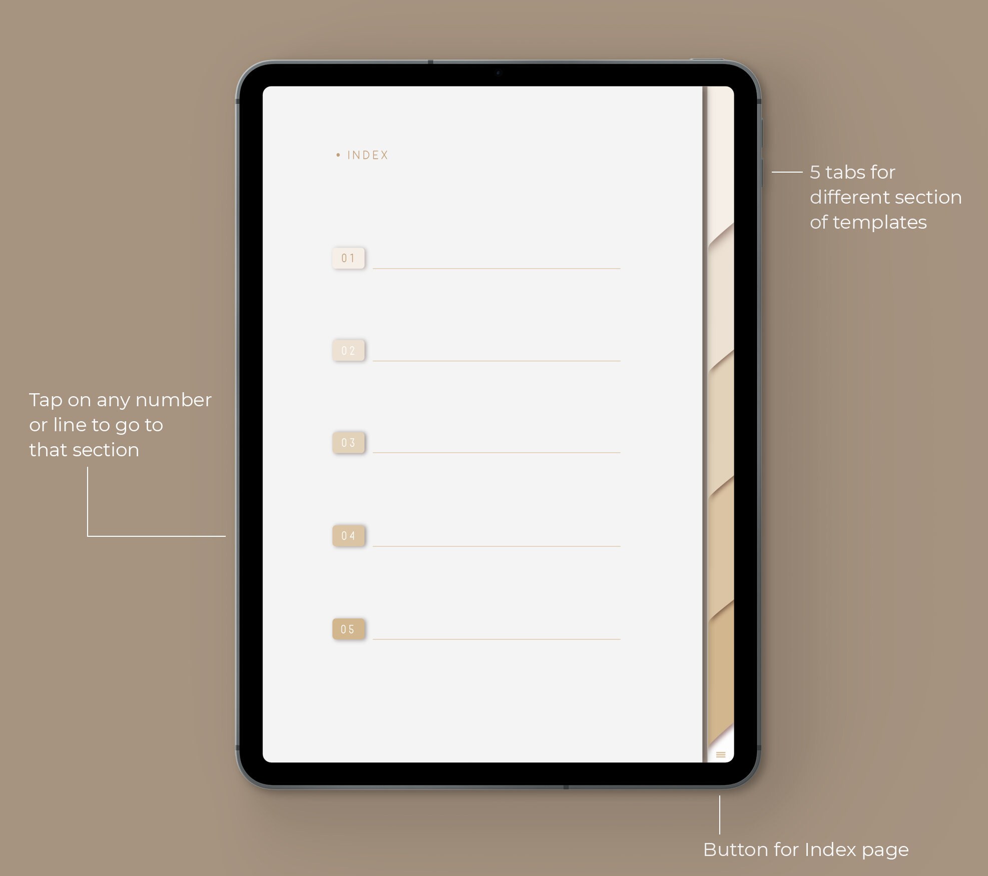 Digital Notebook Set 5 Pack | Nutmeg Color | Goodnotes | Digital Paper ...