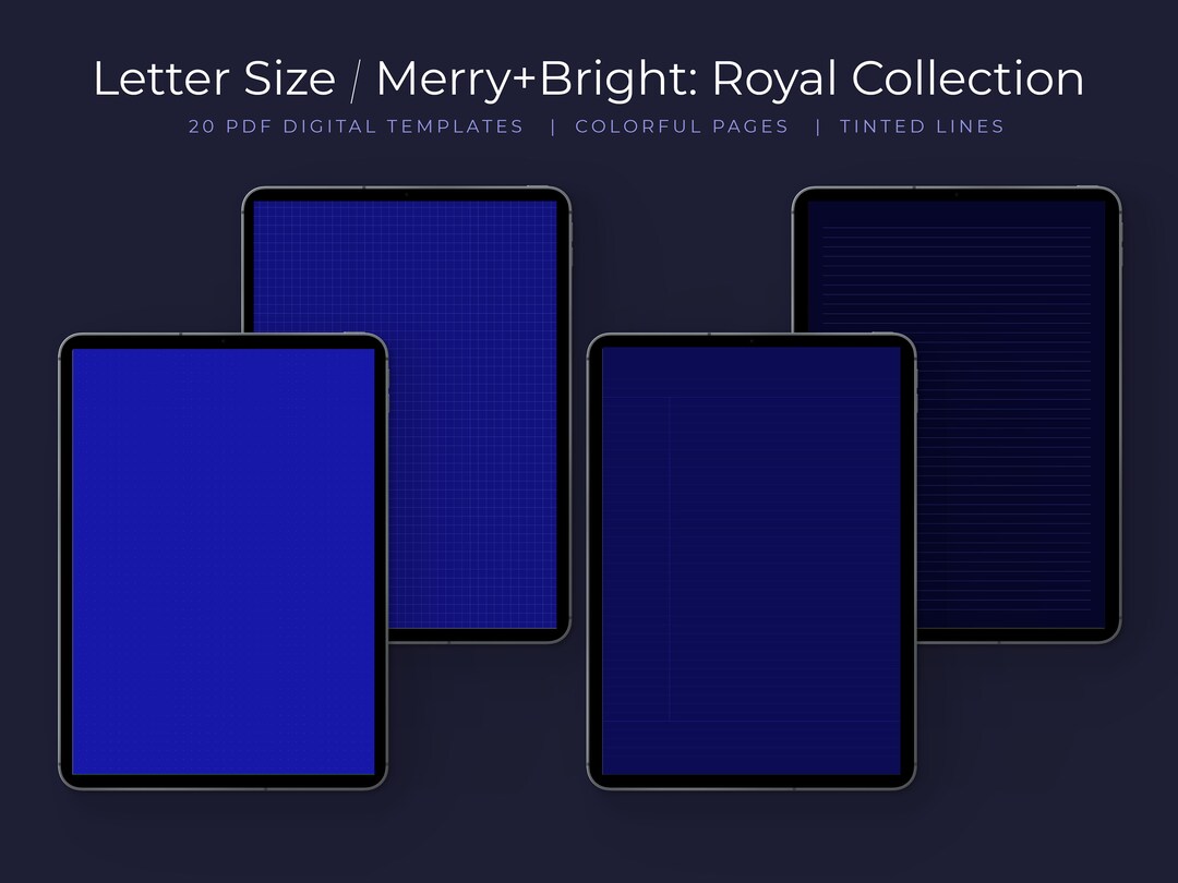20 Royal Blue Color Digital Note Taking Templates | Letter Size ...