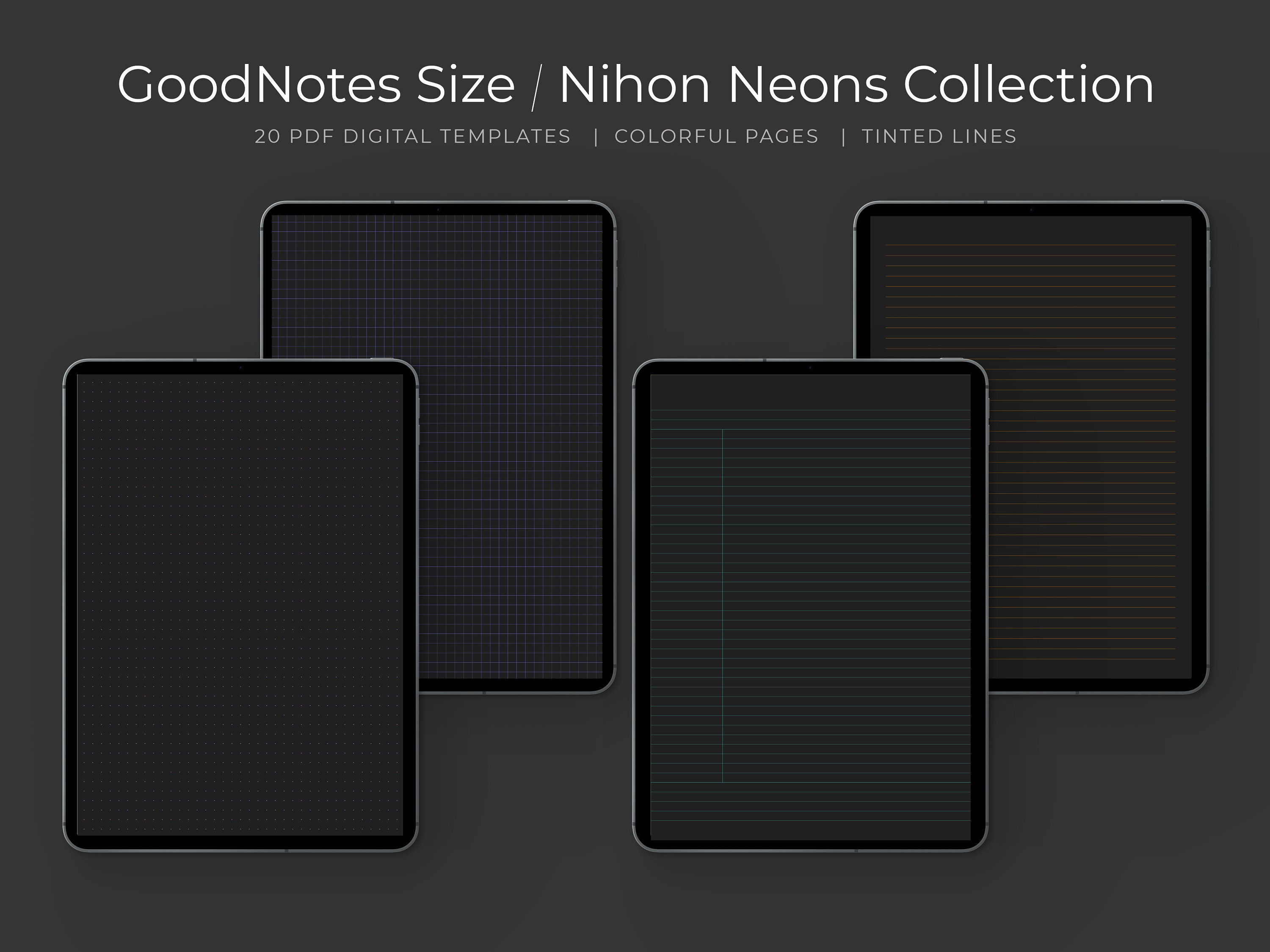 20 Goodnotes Size | Nihon Neons Dark Mode Digital Note Taking Templates ...
