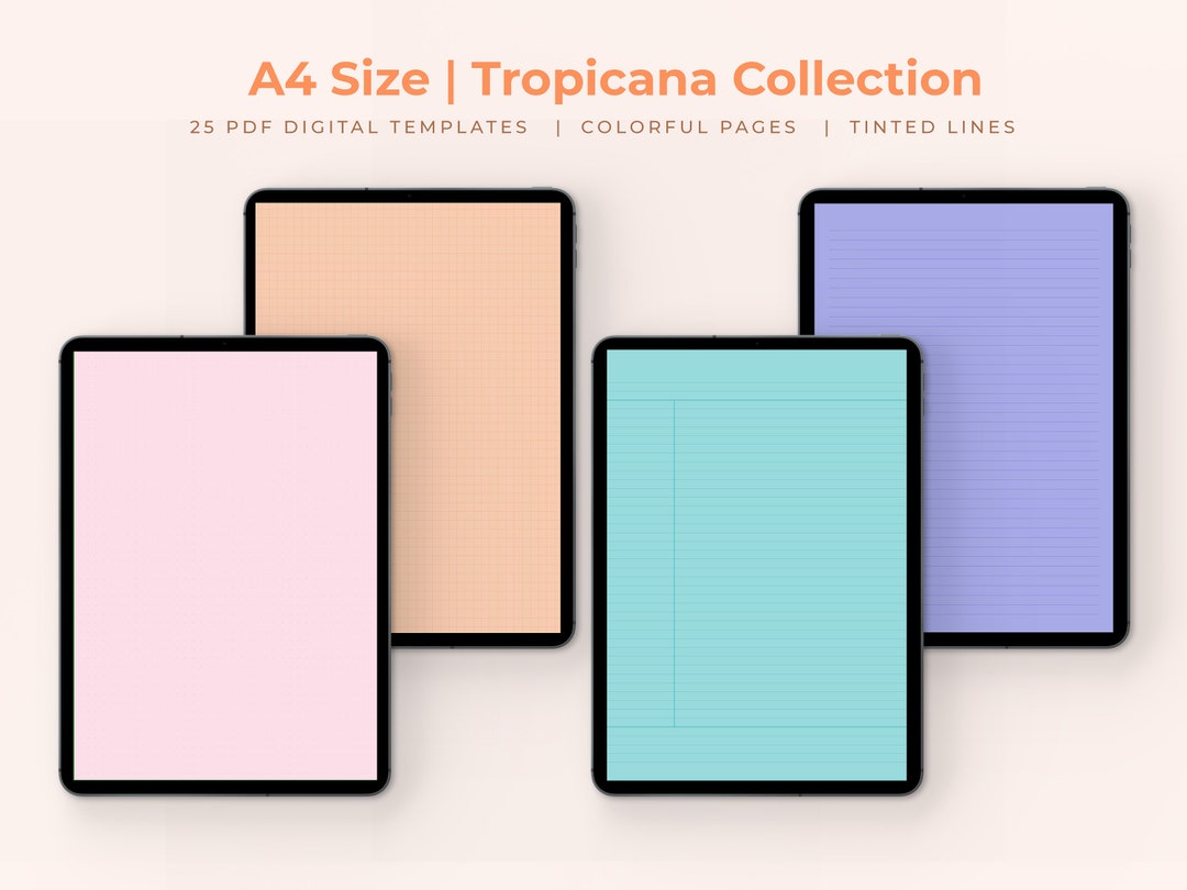 25 Tropical Color Digital Note Taking Templates | A4 Size | PDF ...