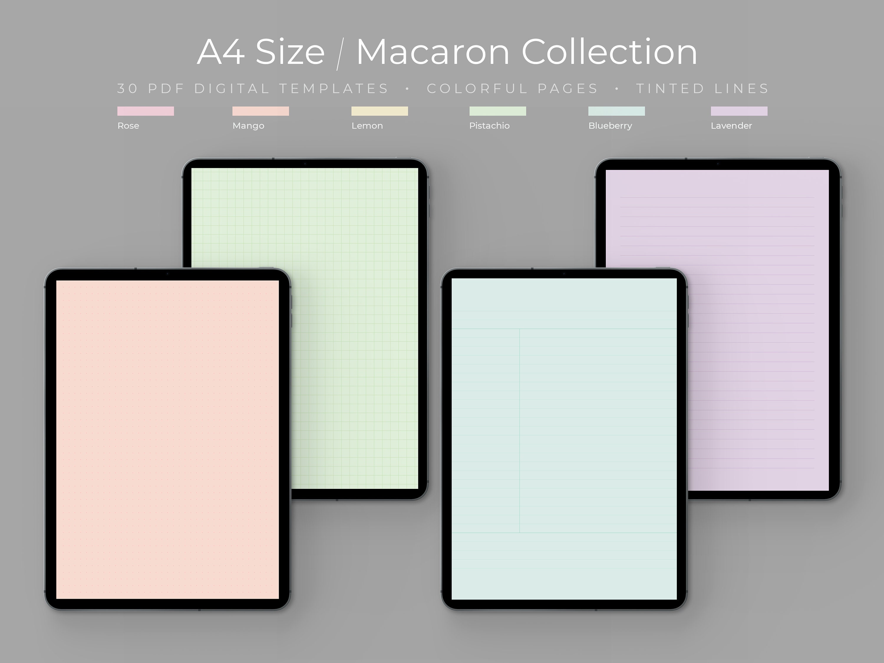 30 Pastel Rainbow Digital Note Taking Templates | A4 Size | Goodnotes ...