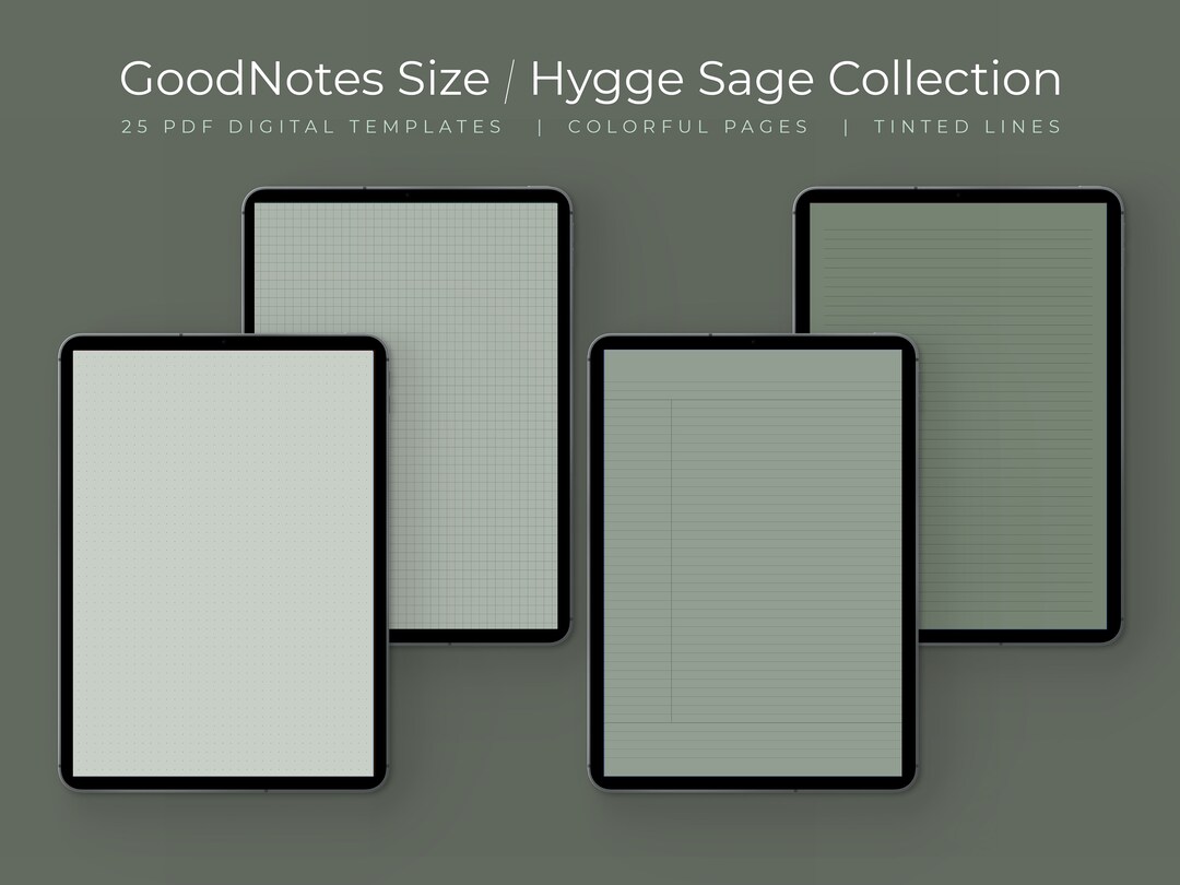 25 Sage Green Digital Note Taking Templates | Goodnotes Size ...