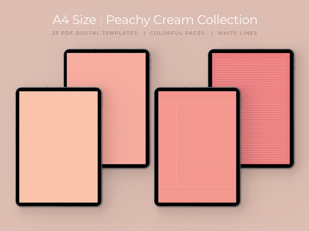 25 Peach Digital Note Taking Templates | A4 Size | Notability | PDF ...