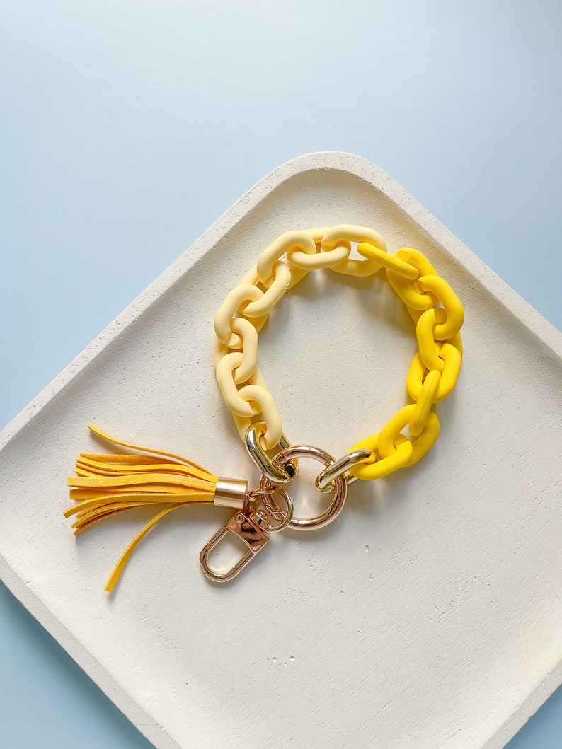 Matte Chain Link Bracelet Keychain / Colorful Key Chain Bangle - Etsy