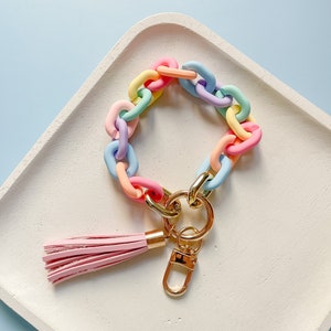 Matte Chain Link Bracelet Keychain / Colorful Key Chain Bangle - Etsy