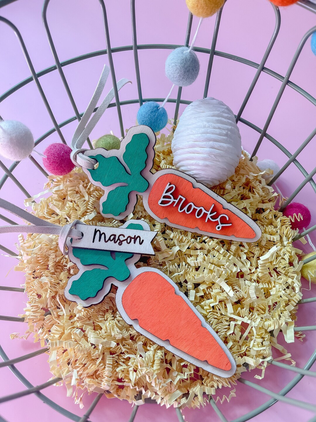 Carrot Name Tag for Easter Basket / Wooden Easter Basket Tag ...