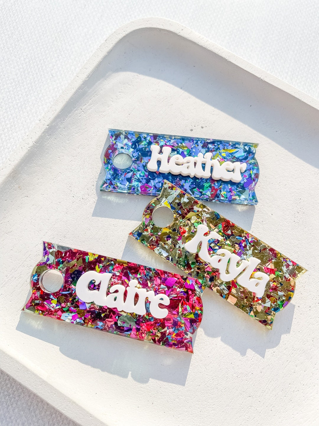 3D Glitter Tumbler Name Plate: Personalized Lid Topper - Etsy