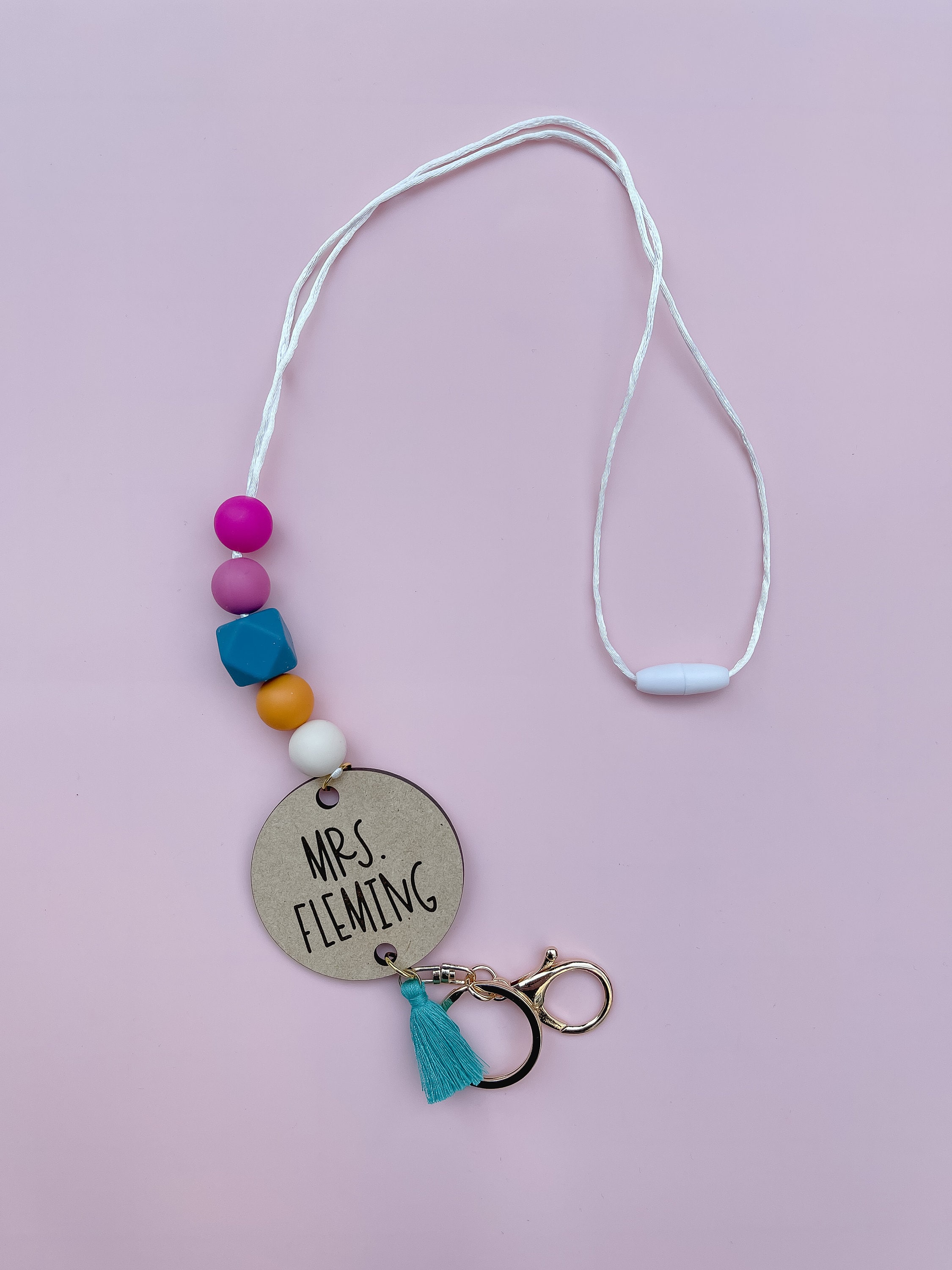 Colorful Teacher Lanyard Personalized / Silicone Bead Lanyard for School