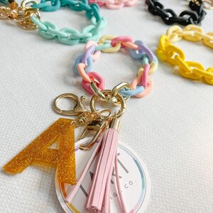 Matte Chain Link Bracelet Keychain / Colorful Key Chain Bangle - Etsy