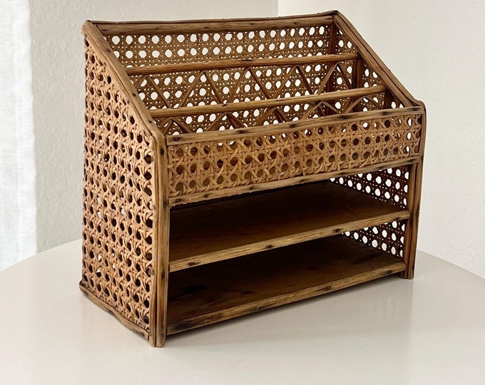Beautiful Rattan Cane Bamboo Desk Organizer - Etsy