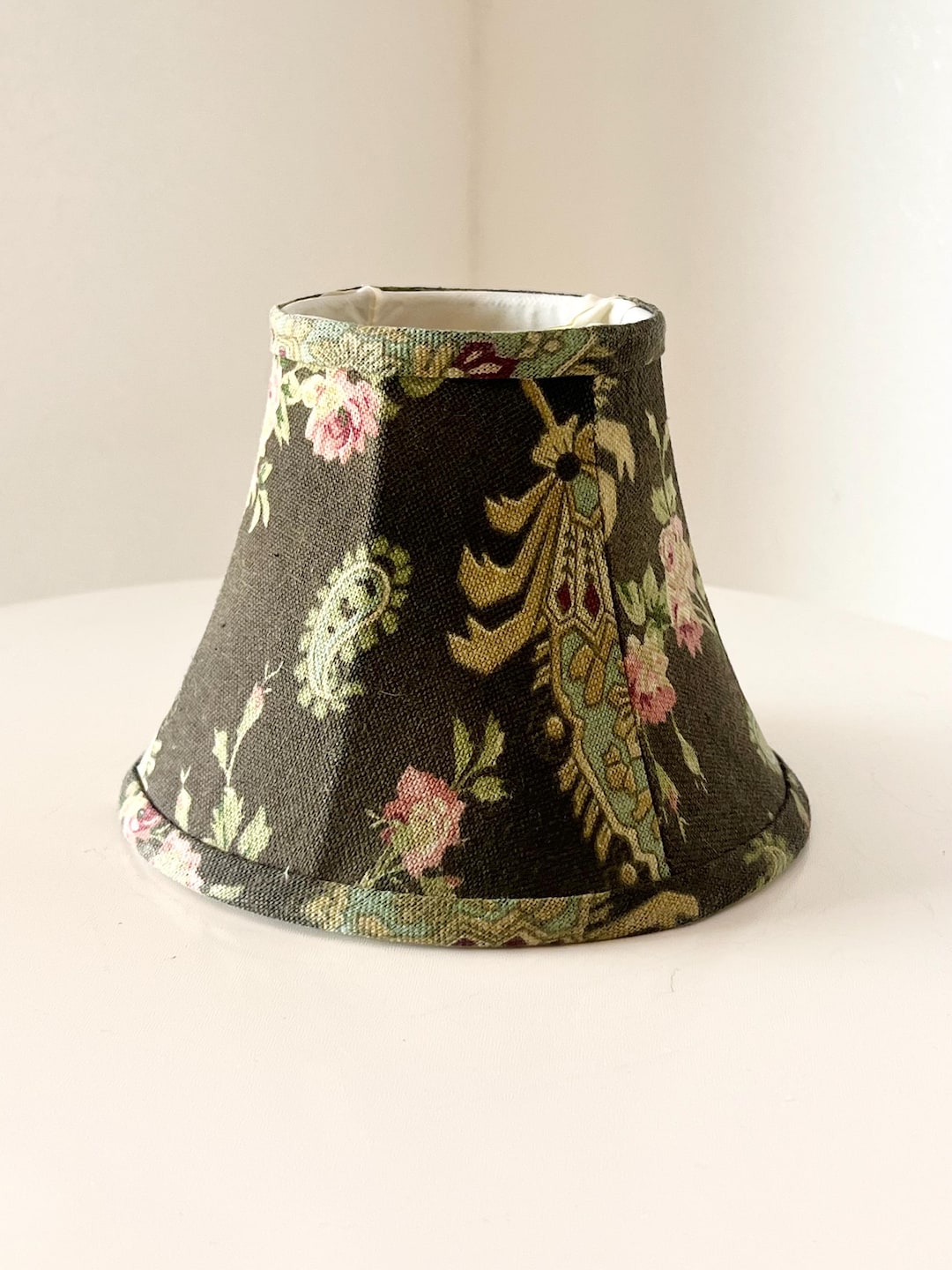 Vintage Waverly Floral Paisley Jacquard Fabric Bell Lamp Shade | Small ...