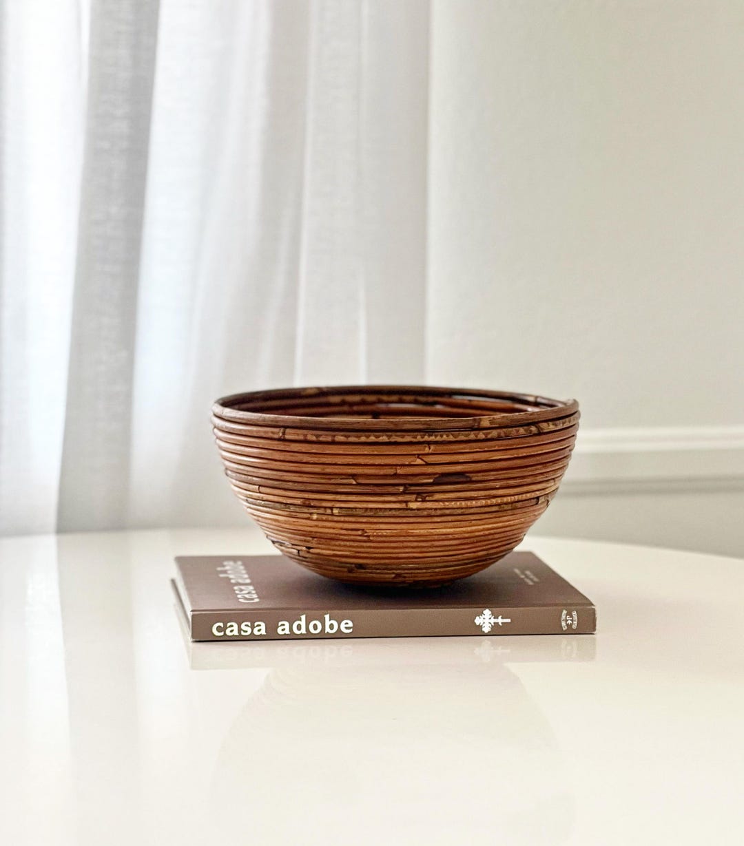 Vintage Mid Century Bamboo Pencil Reed Bowl Bamboo Coiled Bowl - Etsy