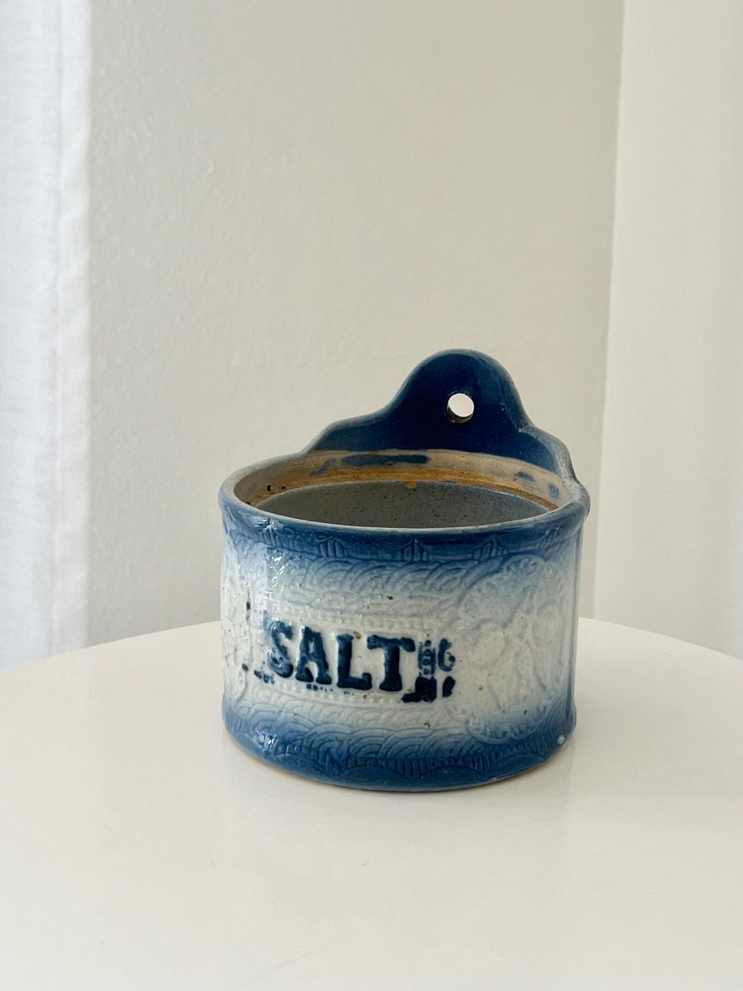 Antique Blue and White Salt Box - Etsy