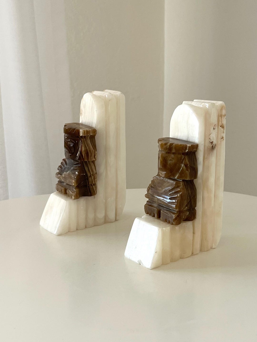 Set of Marble Onyx Aztec Bookends - Etsy
