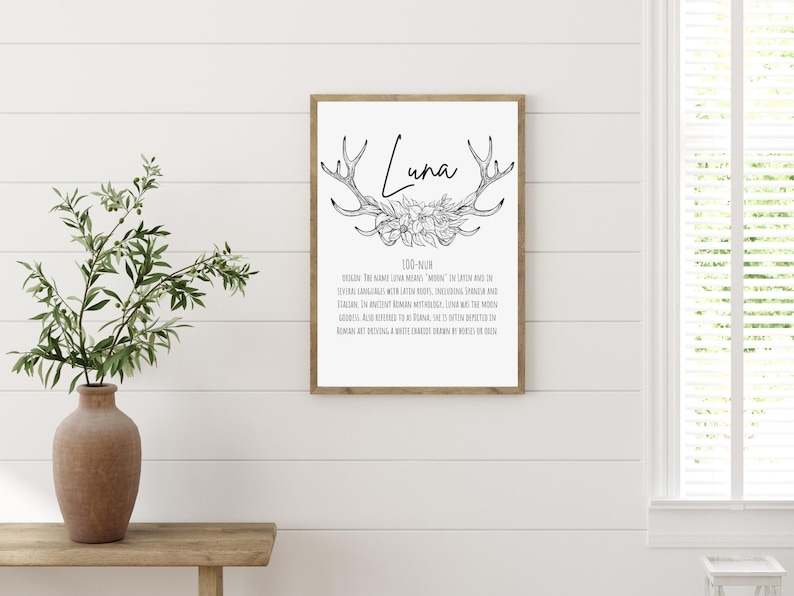 Luna Name Sign, Baby Name Signs, Name Print, Wall Art, Minimalist Print ...