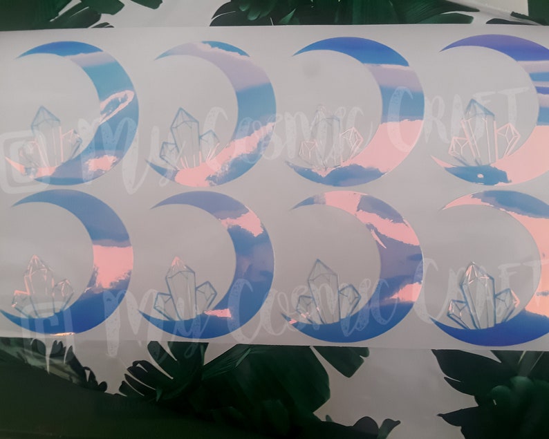 Celestial Crescent Moon Crystals Holographic Decal - Etsy