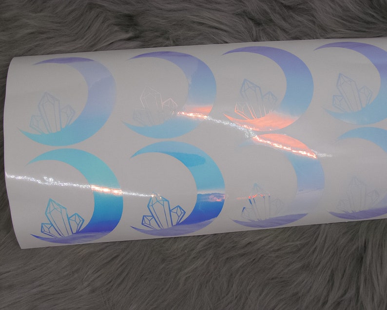 Celestial Crescent Moon Crystals Holographic Decal - Etsy
