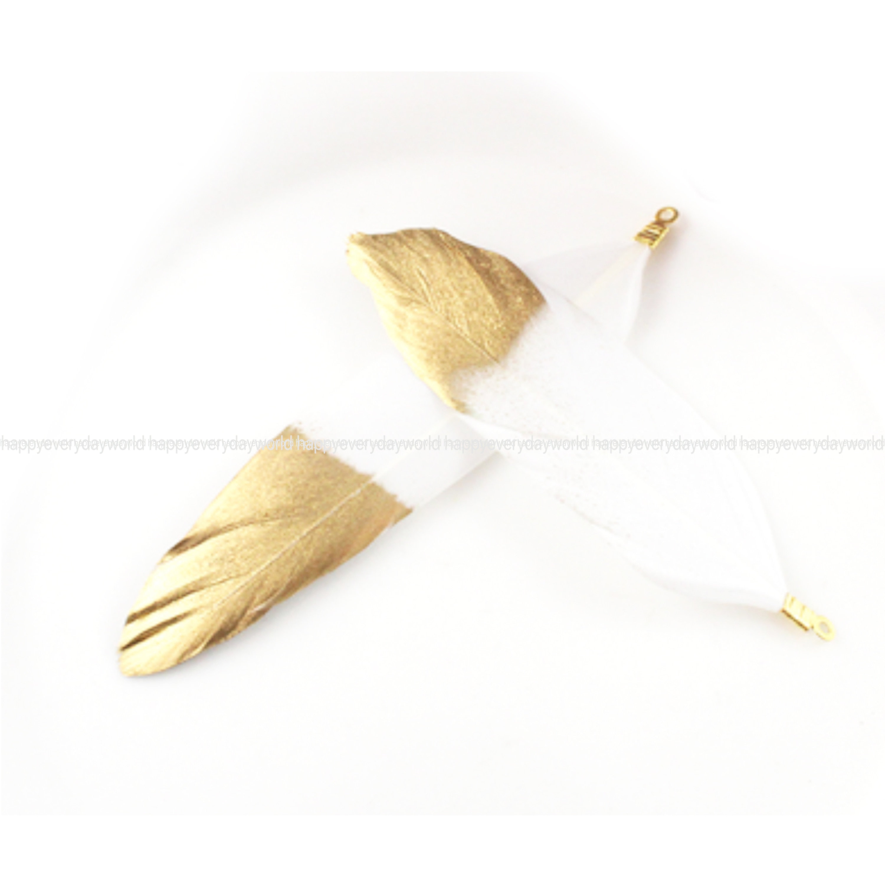 4pcs White natural Feather Gold Plated Pendant With Tip | Etsy