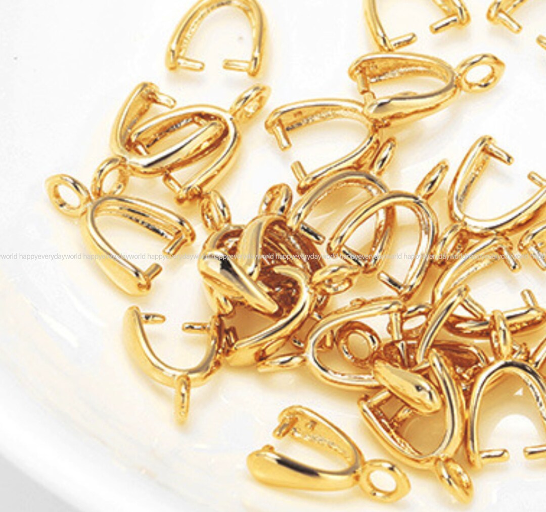 5x7.5mm Gold Bale Pinch Pendant Clasp Gold Plated Bails Connectors ...