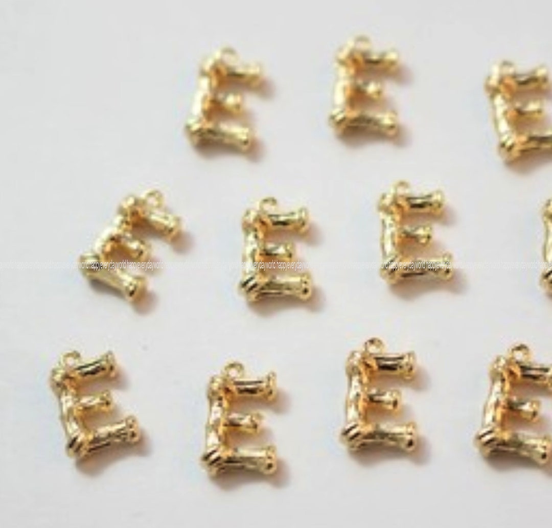 E Shiny Gold Bone Charms 3D Letter Pendant 18k Gold Plated Letter ...