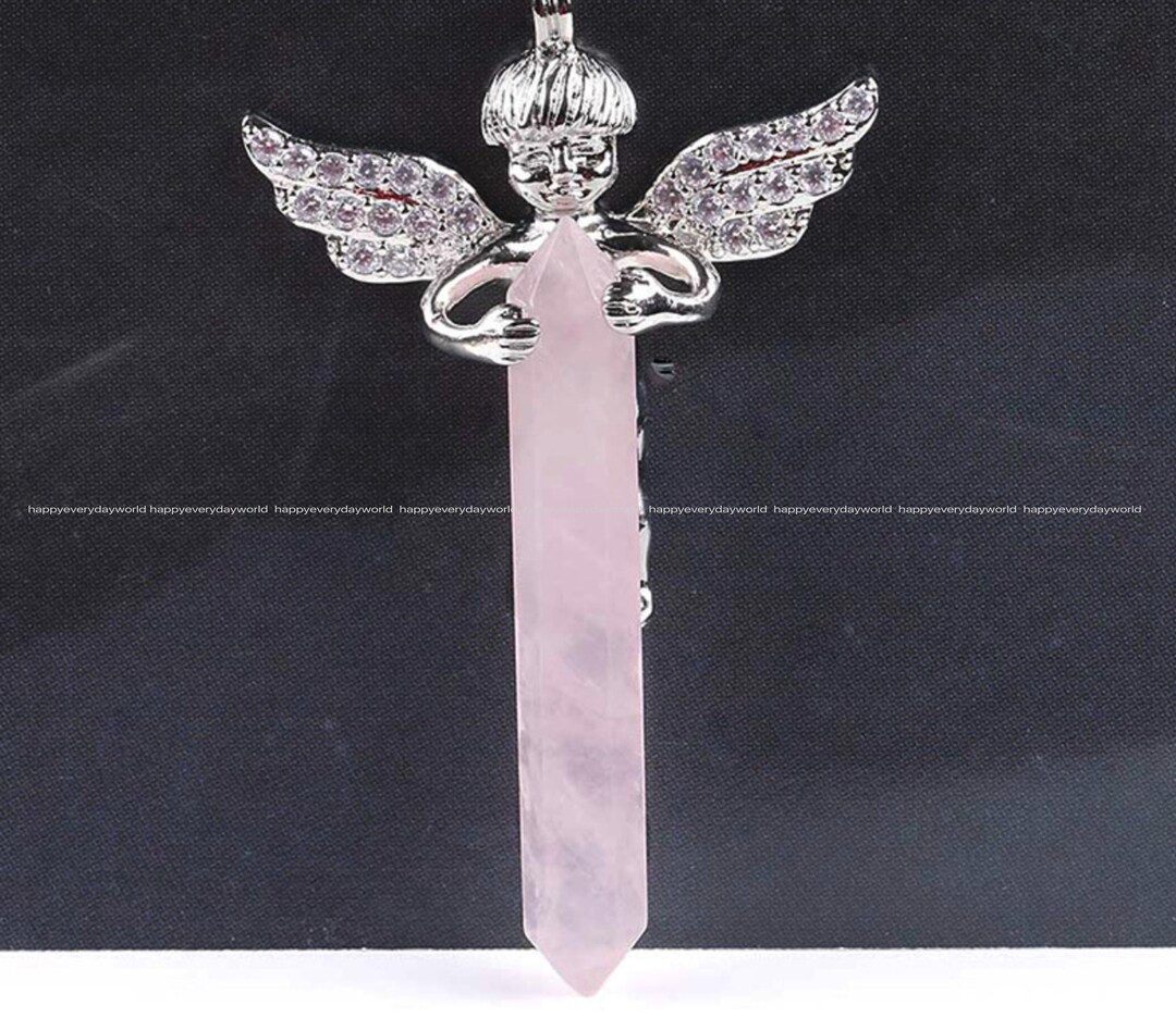 Rose Quartz Angel Wing Hexagon Prism Crystal 55x35mm Natural Stone ...
