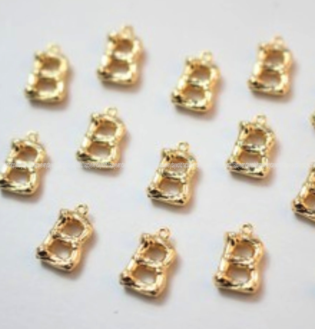 B Shiny Gold Bone Charms 3D Letter Pendant 18k Gold Plated Letter ...