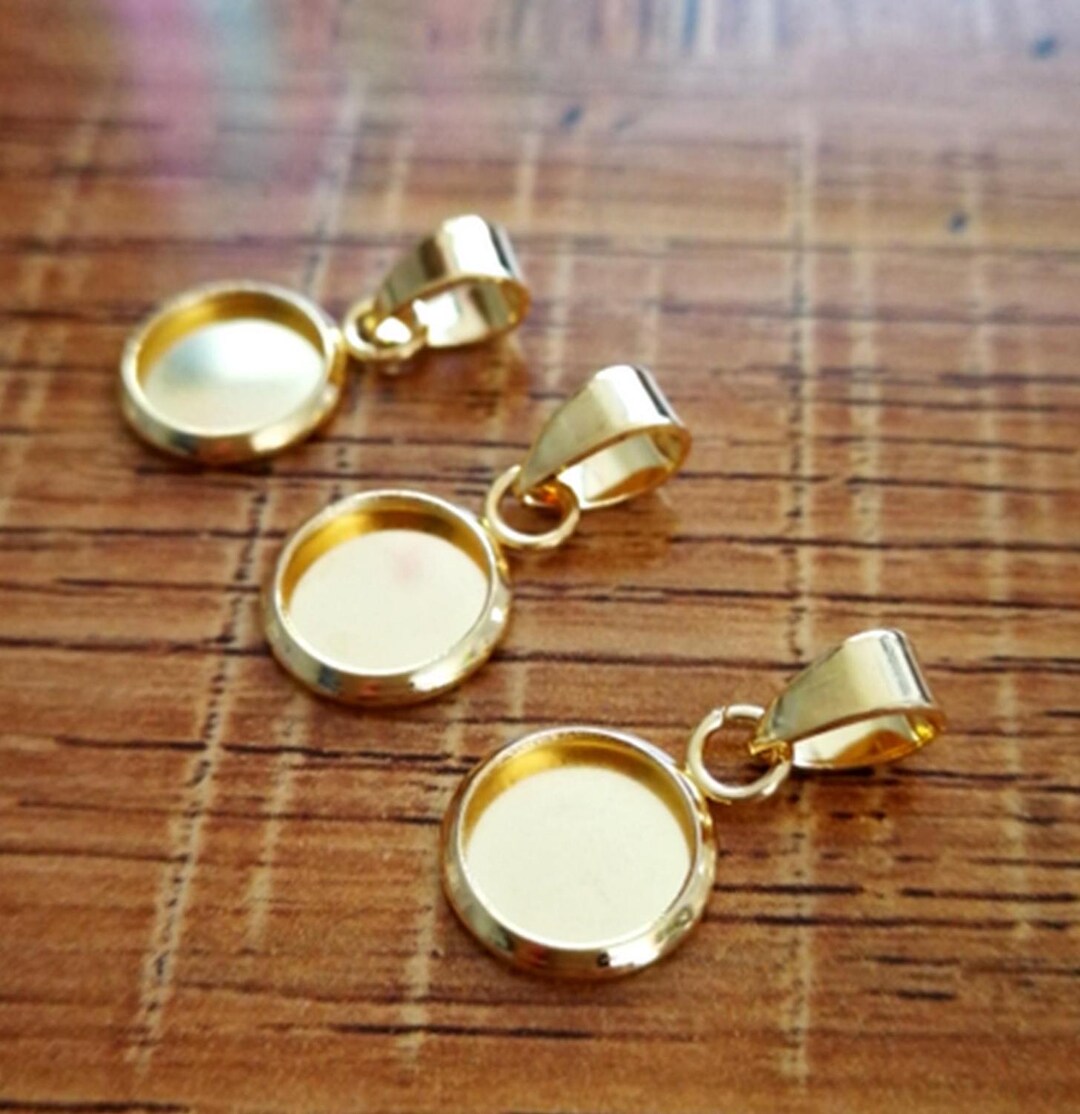 Gold Pendant Base Gold Plated Cameo Settings Tray Stainless Steel ...