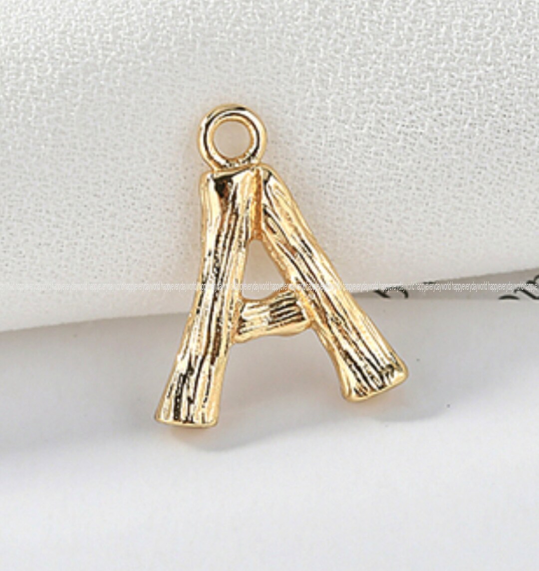 A Shiny Gold Bone Charms 3D Letter Pendant 18k gold plated Letter ...