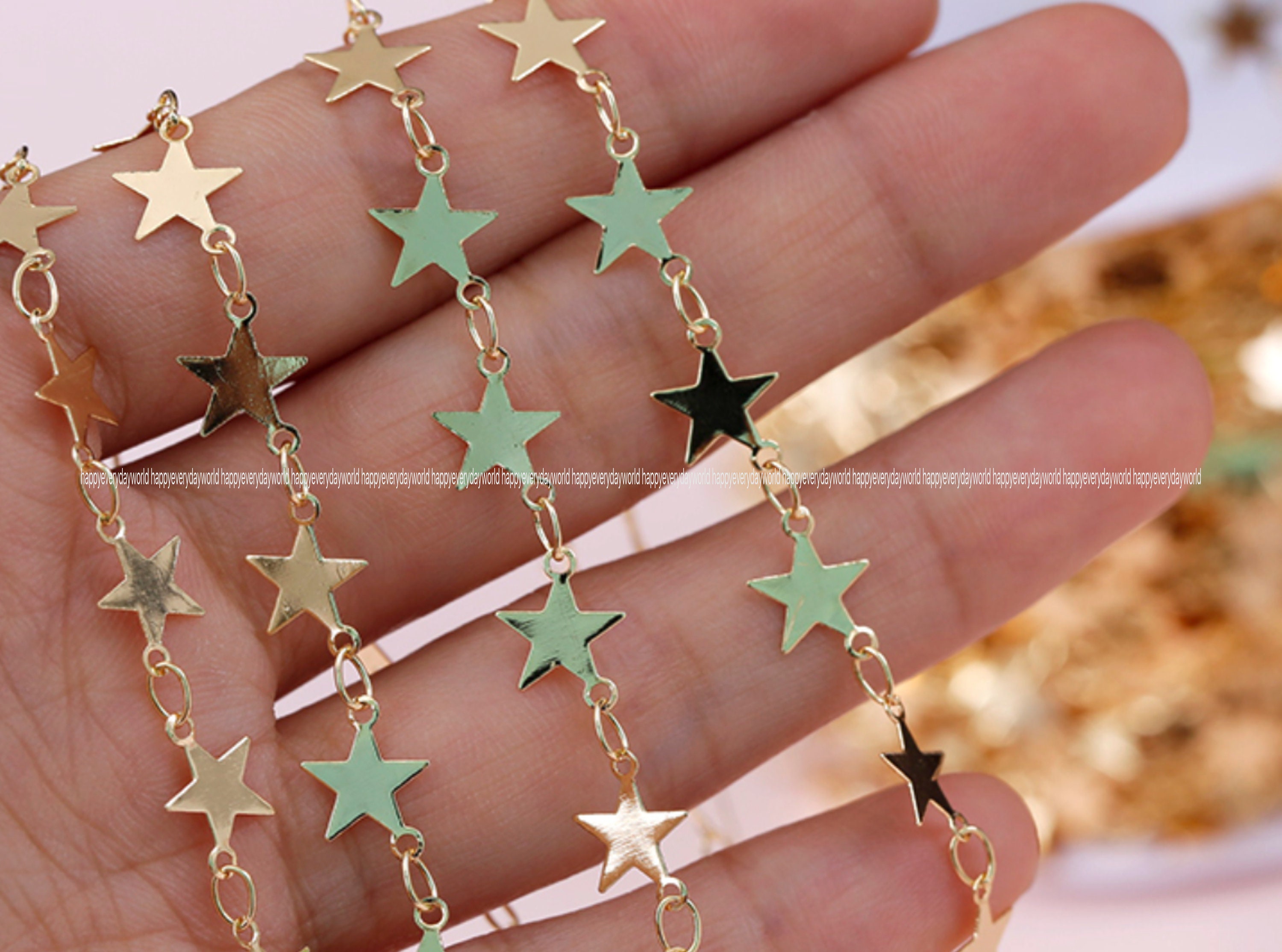 Star 14k gold plated chain plain Star necklace simple chain | Etsy